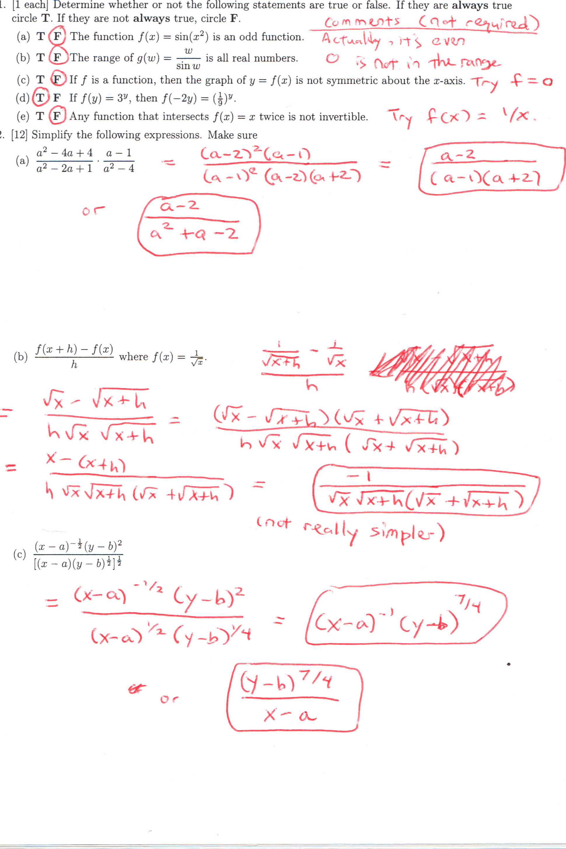 Dr. Schechter's Calculus Classes, Fall 2010