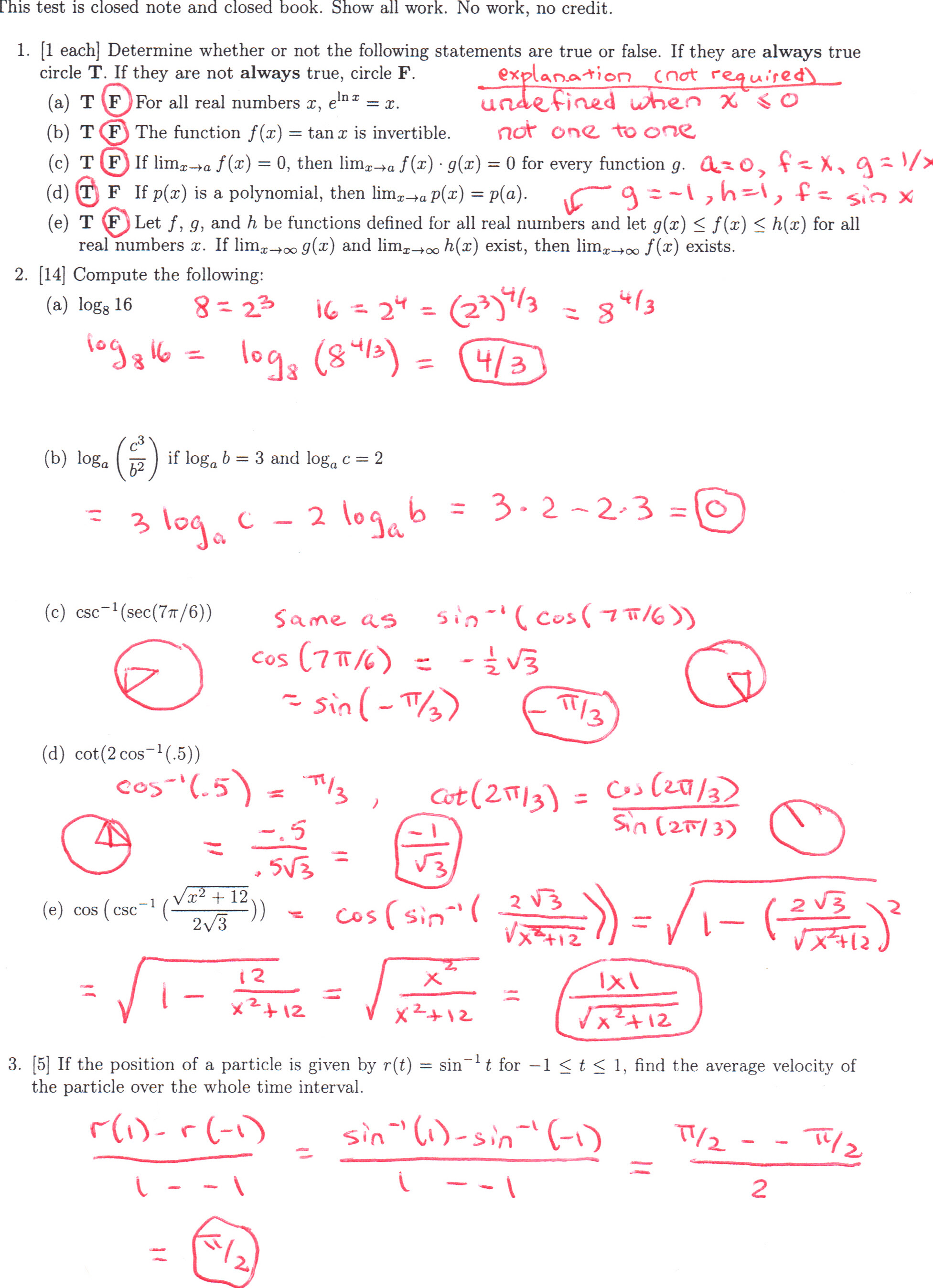 Dr. Schechter's Calculus Classes, Fall 2010