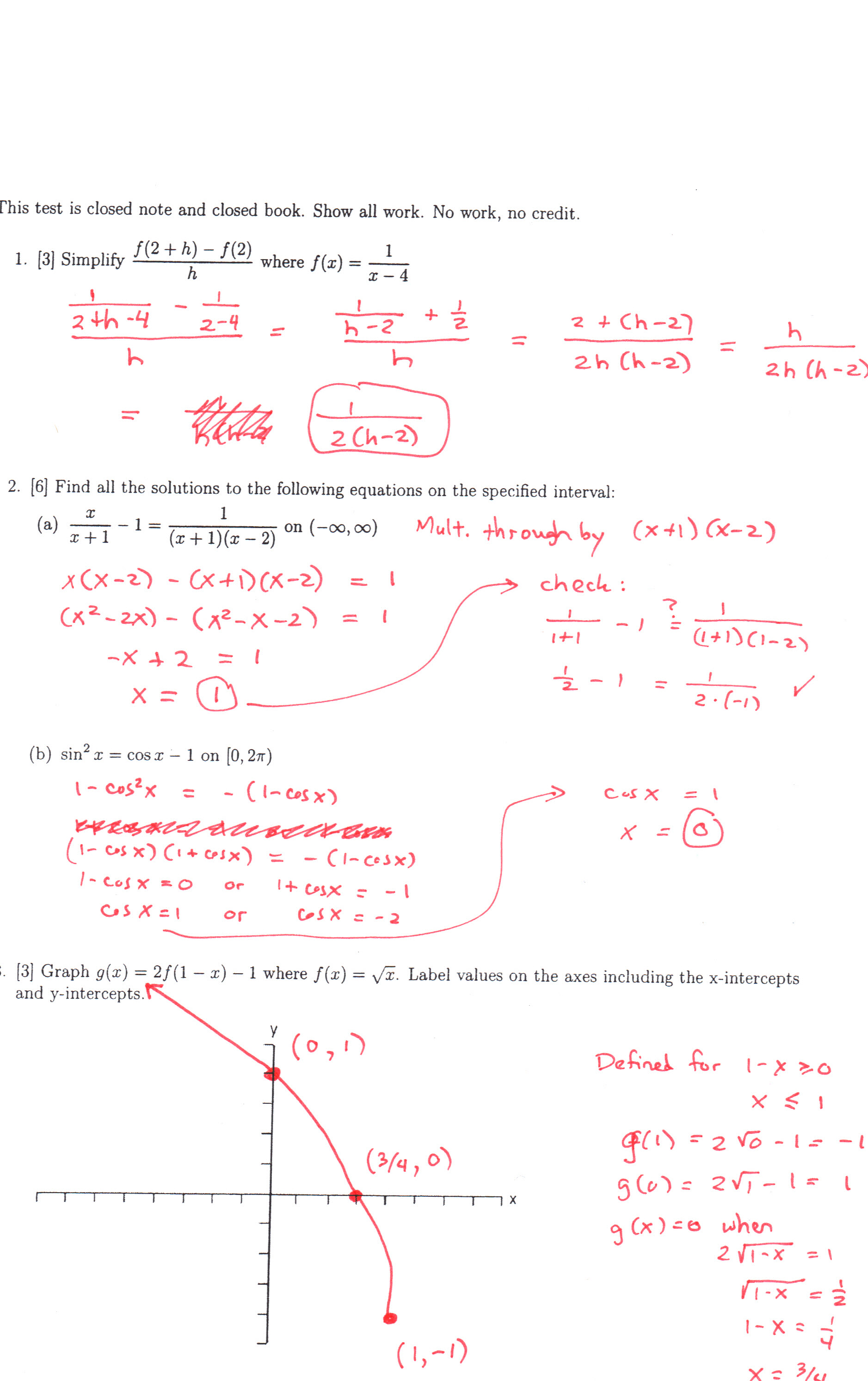 Dr. Schechter's Calculus Classes, Fall 2010